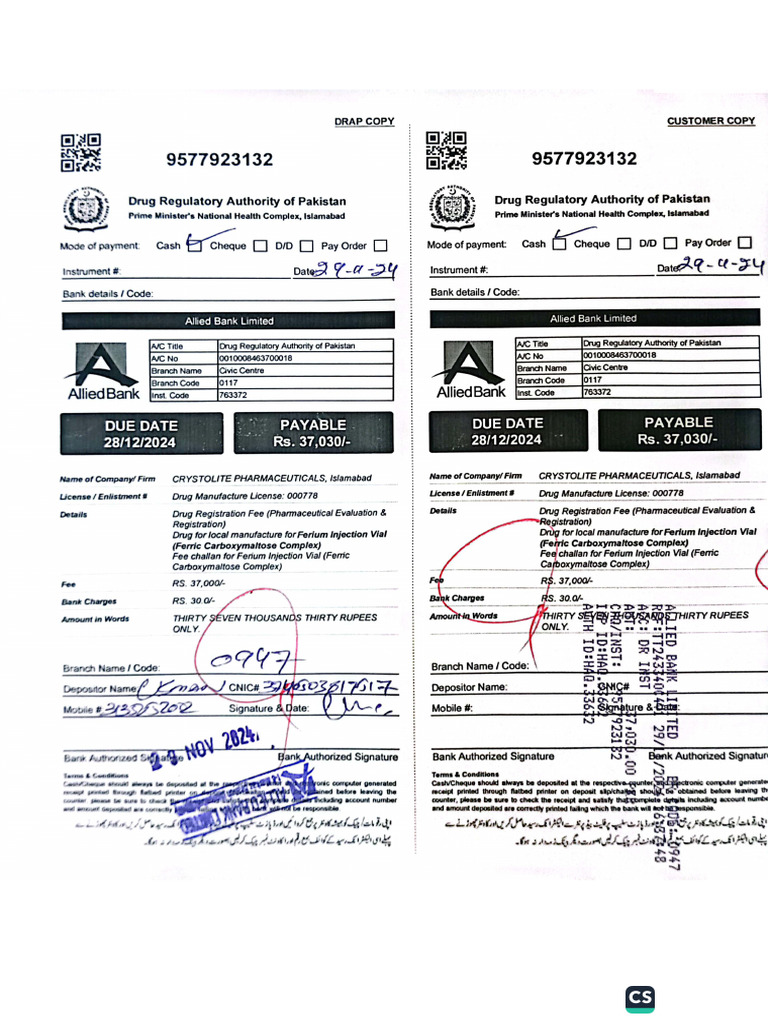Fee Challan Ferium Vial | PDF