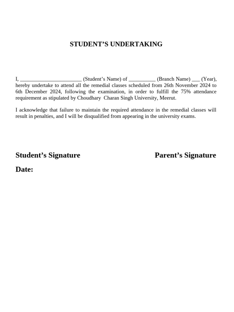 UNDERTAKING by The Students | PDF