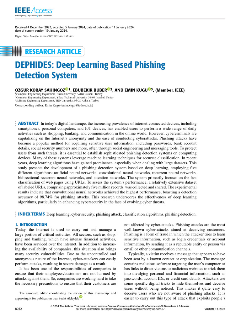 DEPHIDES Deep Learning Based Phishing Detection System | PDF | Phishing | World Wide Web