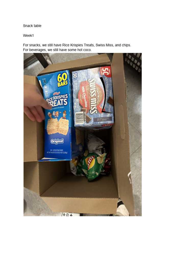 Weekly Snack and Beverage Inventory | PDF
