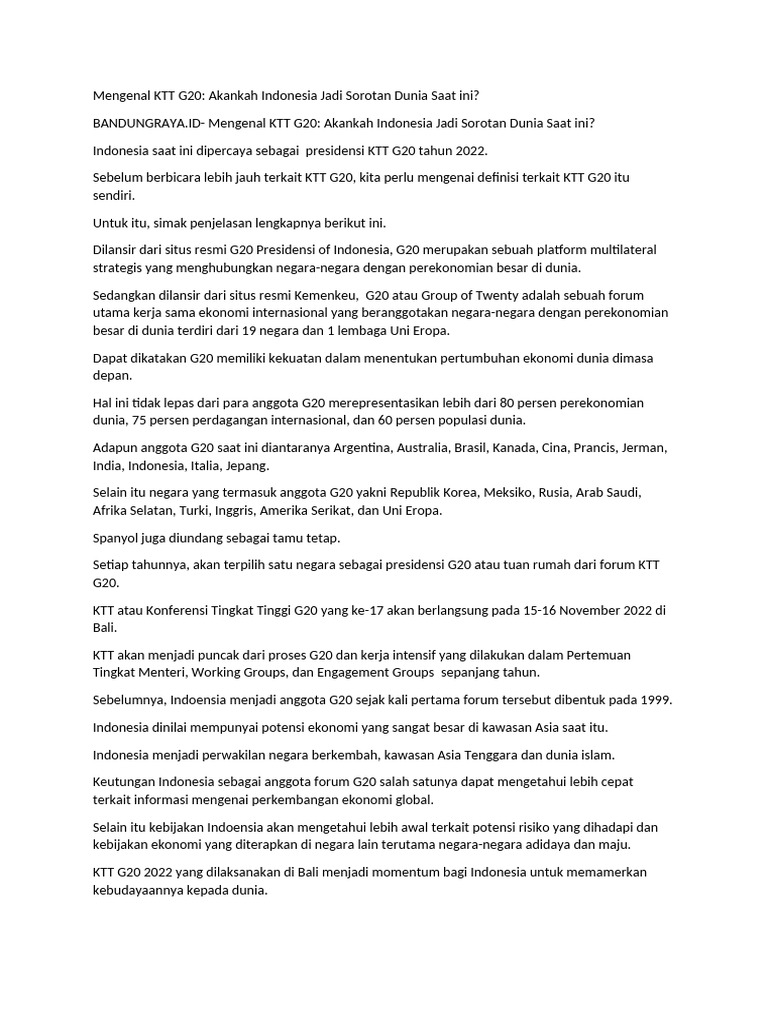 Mengenal KTT G20 | PDF