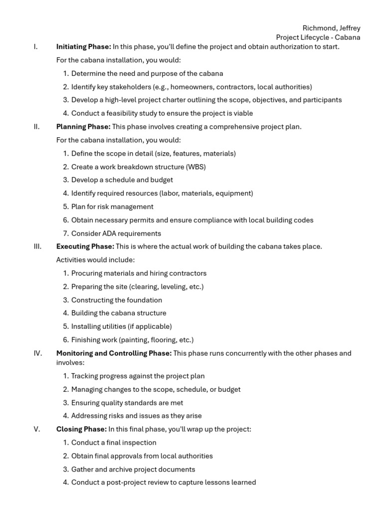 Cabana Project Lifecycle Guide | PDF | Project Management | Business