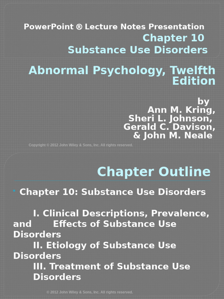 Chapter 10 - Substance Use Disorders | PDF | Alcoholism | Substance Abuse