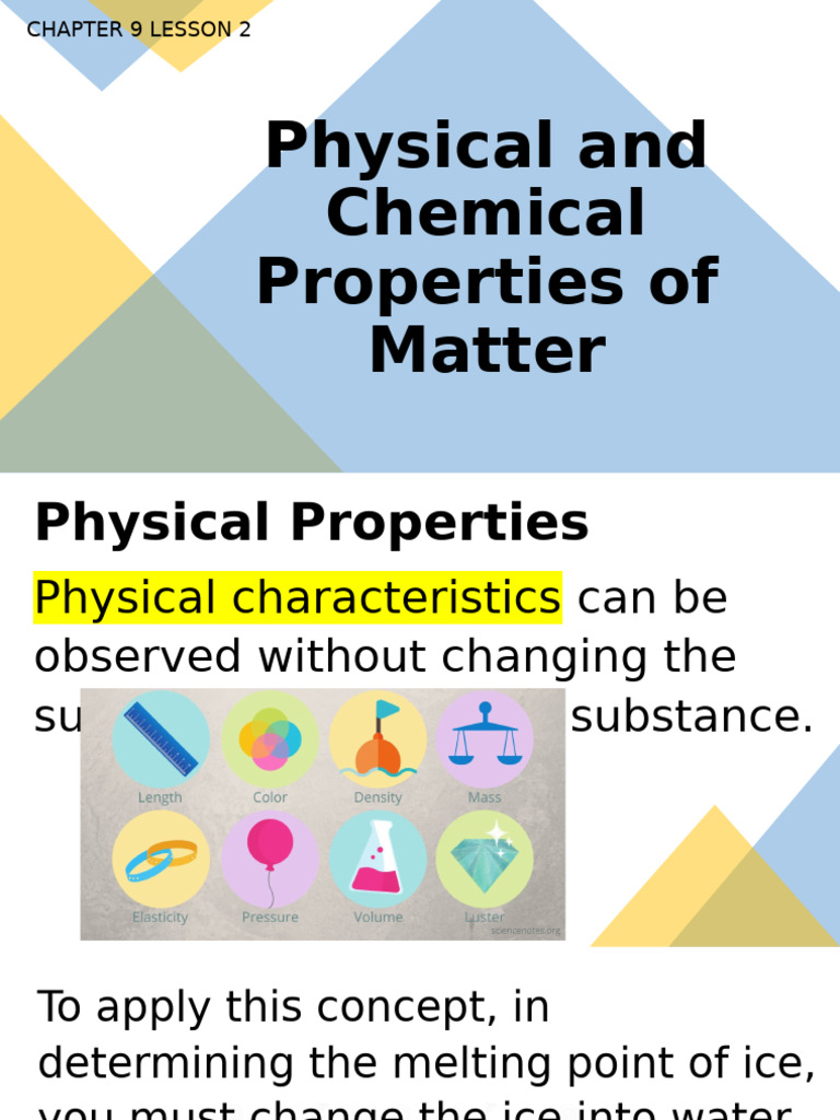 Chapter9 - Lesson2 - Physical and Chemical Properties of Matter | PDF