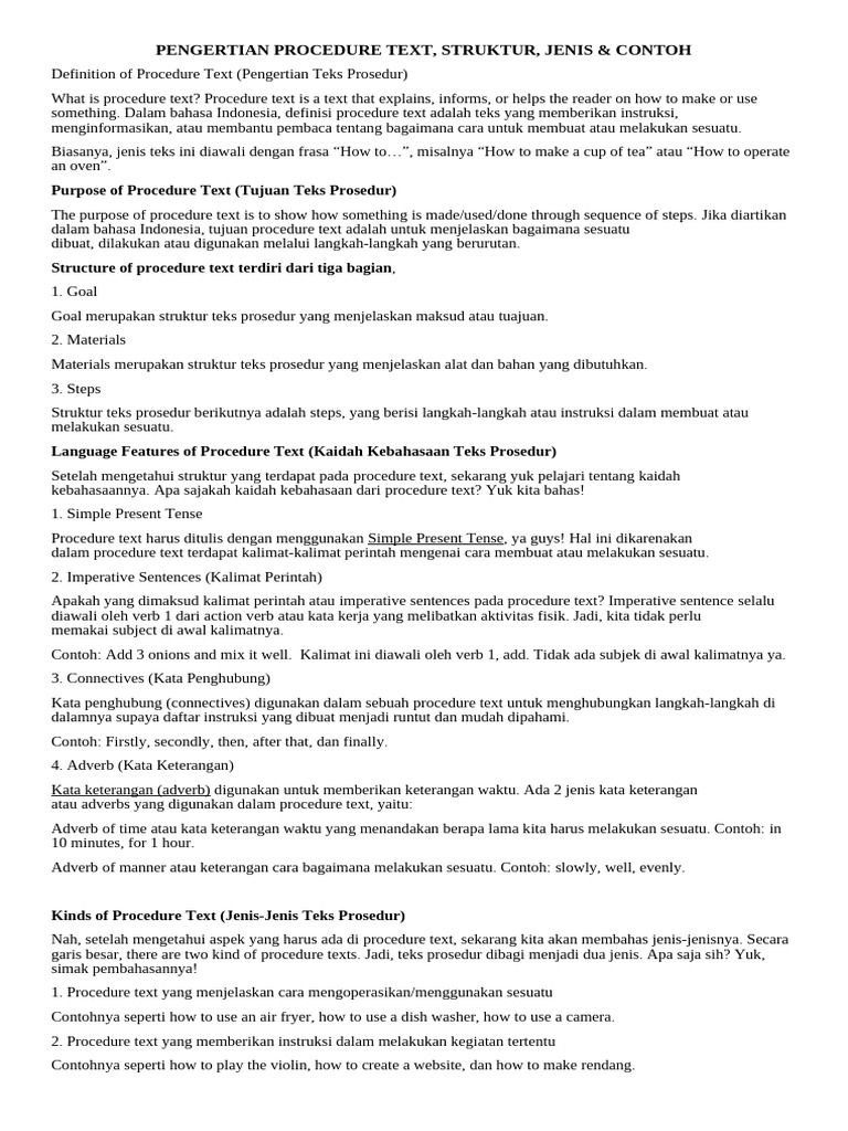 Pengertian Procedure Text | PDF