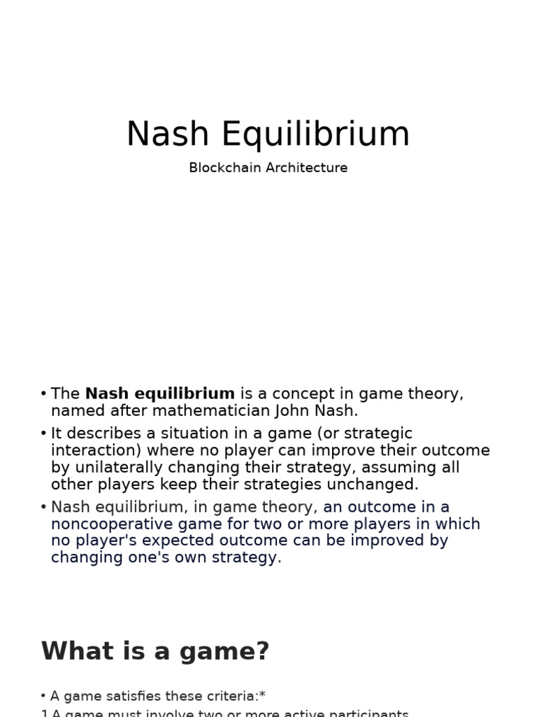 Nash Equilibrium For Blockchain | PDF