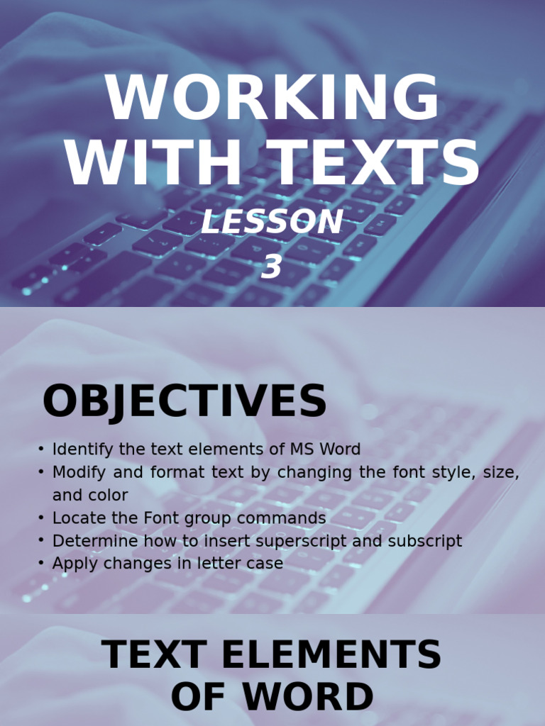 Lesson 1.3 Working With Texts | PDF | Typefaces | Microsoft Word