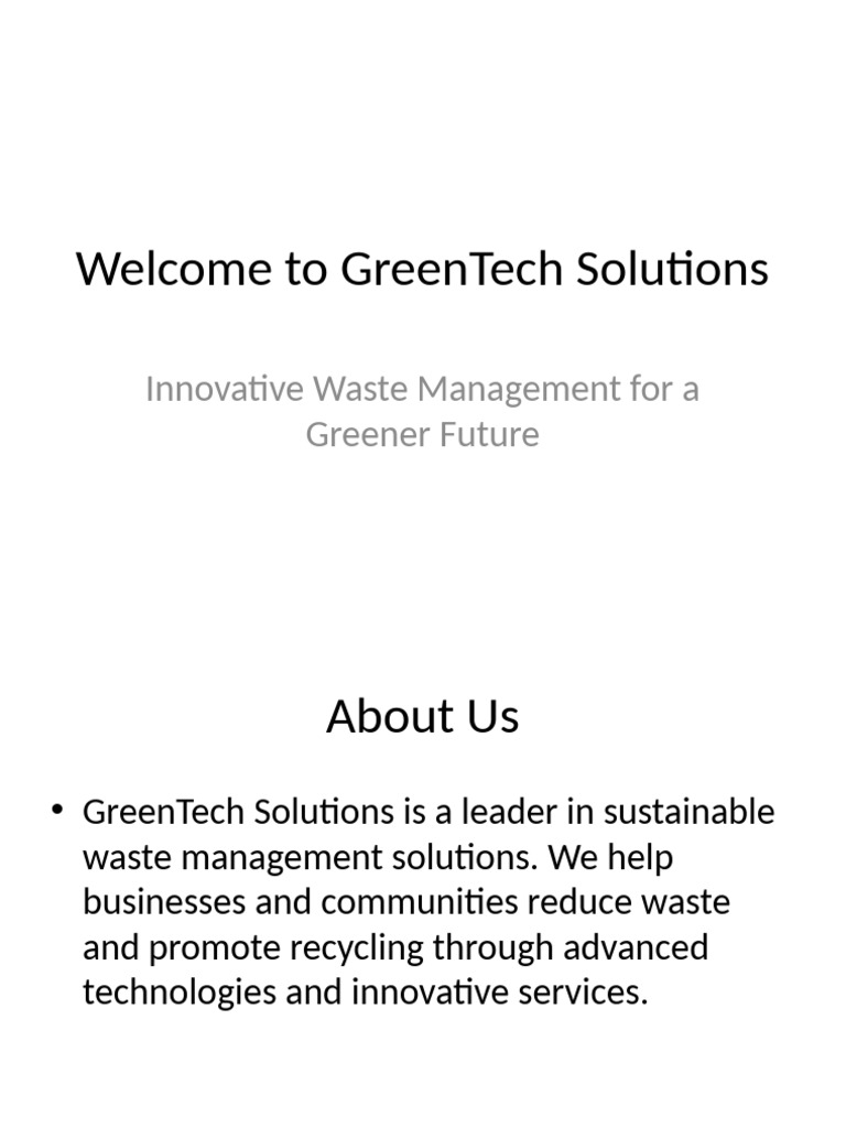 Eco-Friendly Waste Management Solutions | PDF