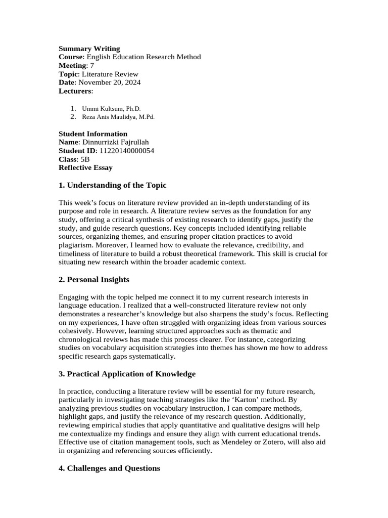 Summary Writing | PDF | Systematic Review | Literature Review