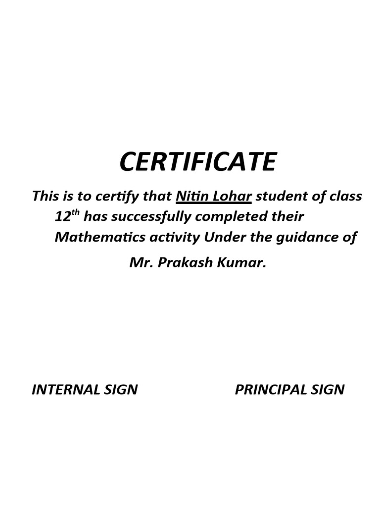 Certificate Math | PDF