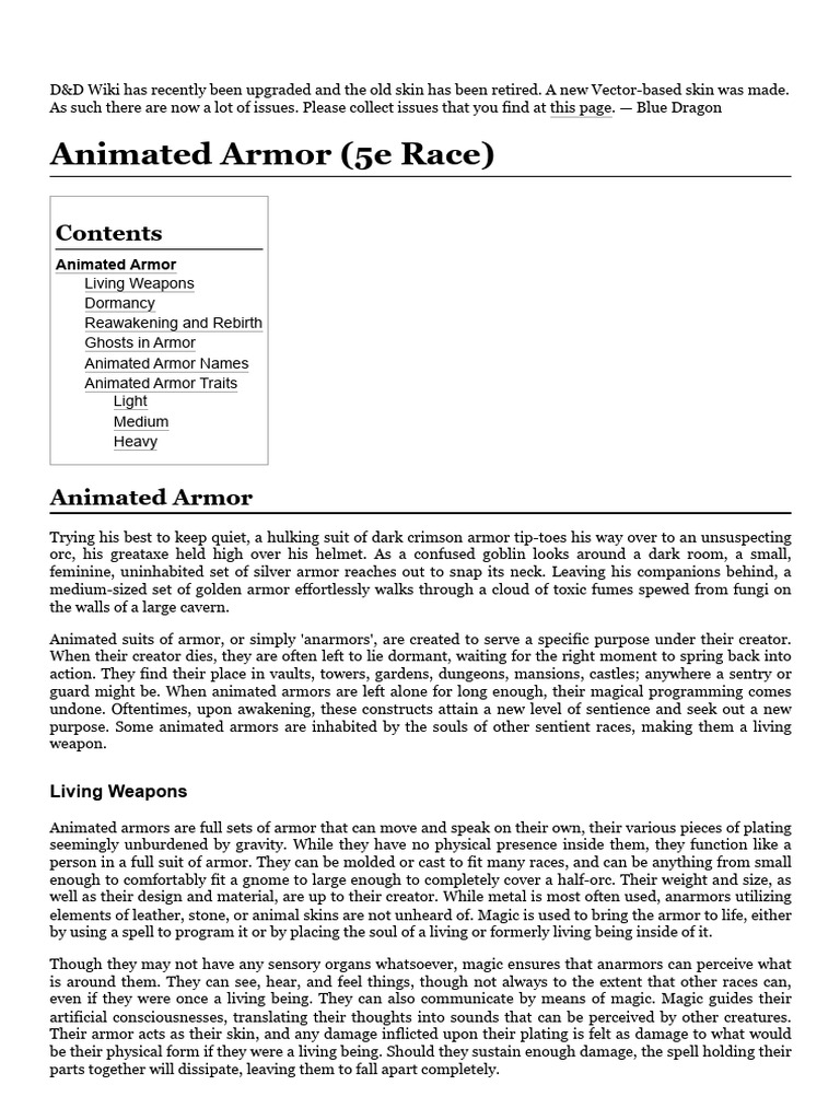 D&D Animated Armor Guide | PDF | Armour | Consciousness
