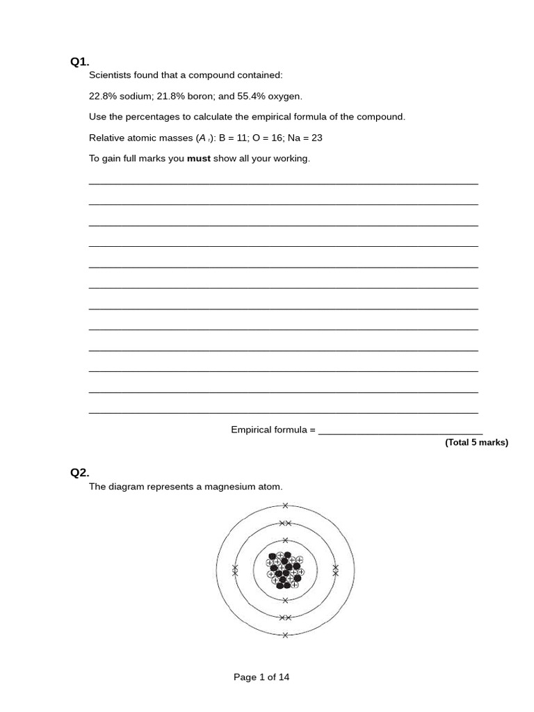 Year 10 - Practice Questions | PDF | Chemical Bond | Ion