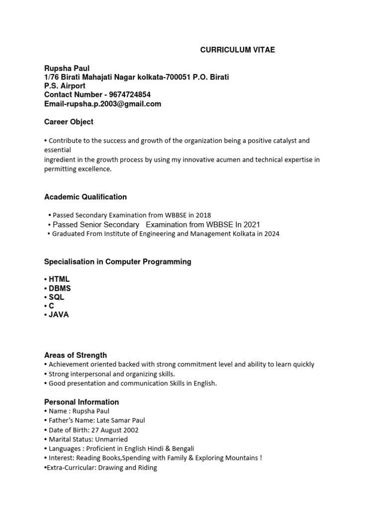 Rupsha Updated Bio | PDF