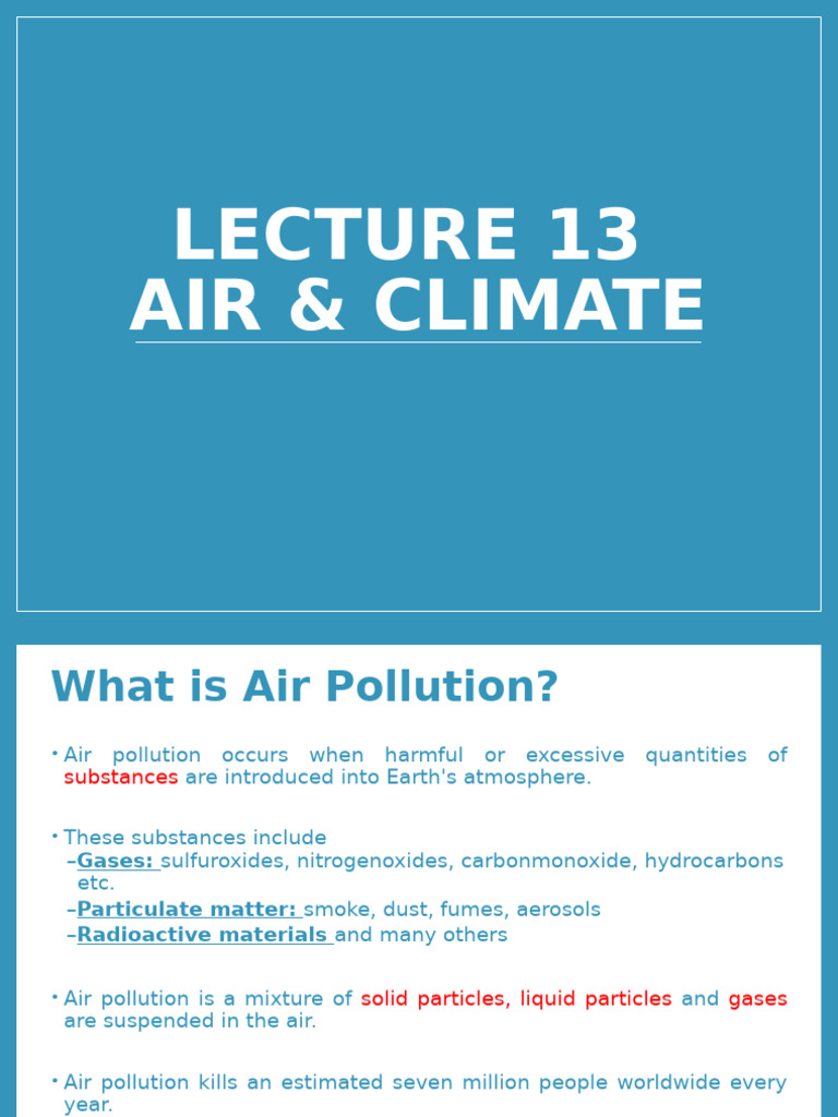 ENV - 107 - Lecture - 13 - 14 - Air & Climate | PDF | Climate Change ...