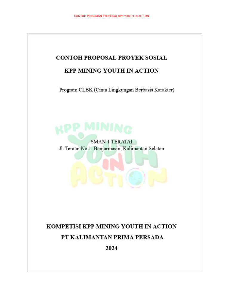 Contoh Proposal KPP Mining Youth in Action (For Reference) - Compressed-Compressed | PDF