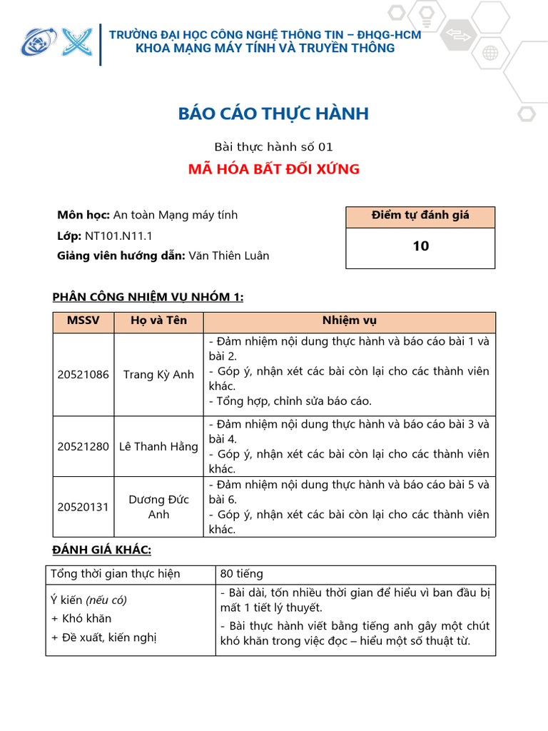 Bài TH C Hành 01 - Nhóm 01 | PDF