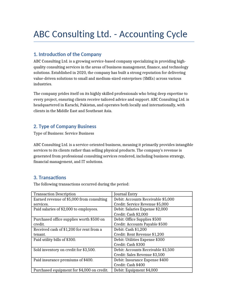 ABC Consulting Accounting Cycle | PDF | Debits And Credits | Expense