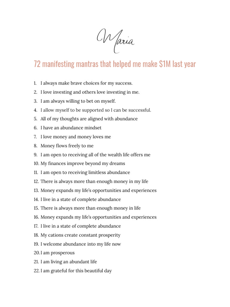72 Manifesting Mantras | PDF | Gratitude