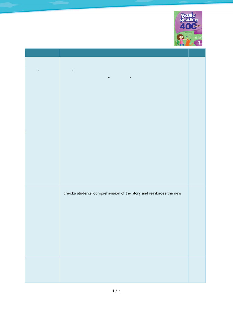 Basic Reading 400 Key Words 1 - Lesson Plan | PDF | Reading ...