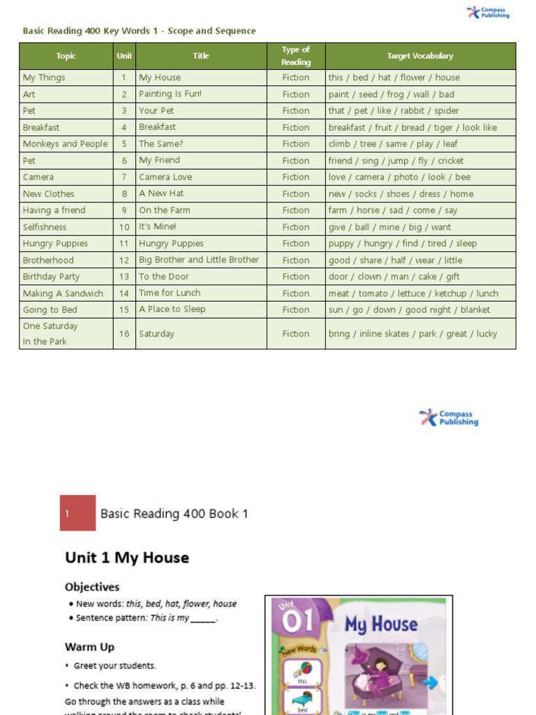 Basic Reading 400 Key Words 1 - TG | PDF | Reading Comprehension ...