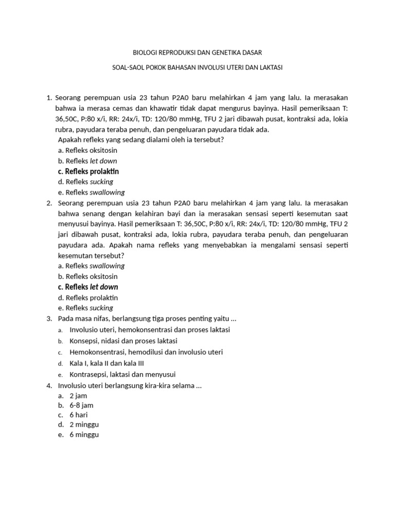 Refleks Menyusui dan Involusi Uteri | PDF