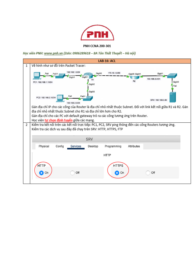 PNH CCNA-200-301 - Lab16-ACL | PDF