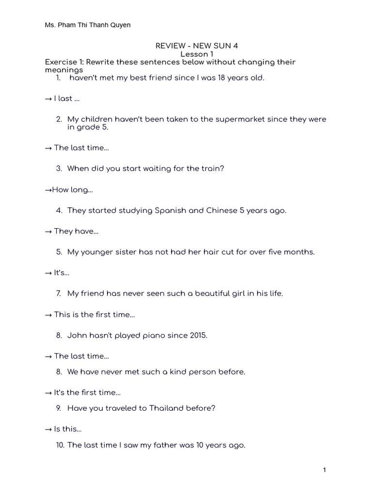 Worksheet Rewriting Ns4 PDF | PDF