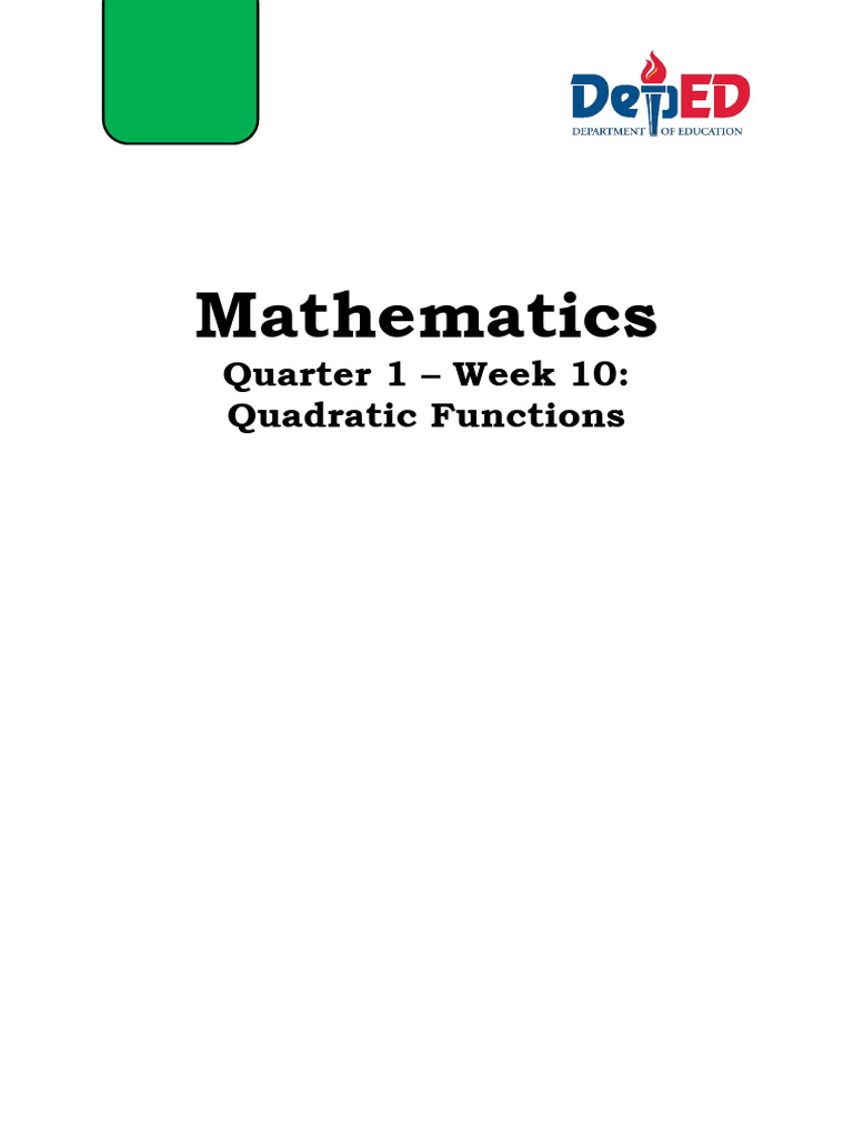 Week 8 - Math 9 - For Printing | PDF | Mathematics | Algebra