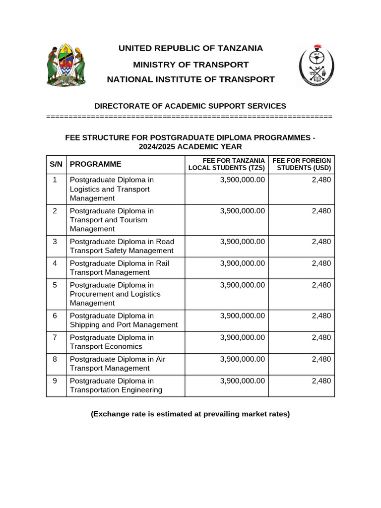 Fee Structure For Postgraduate Diploma Programmes | PDF