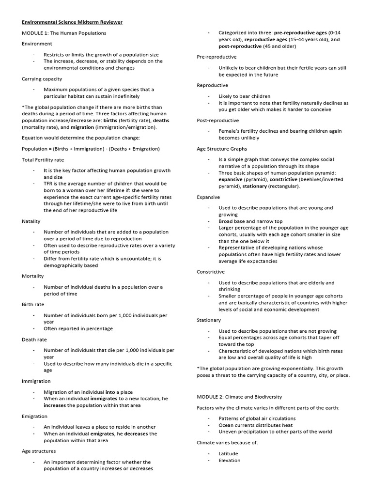 Environmental Science Midterm Reviewer | PDF | Rock (Geology ...