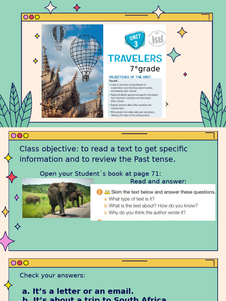 Unit 3 Travelers 7°b | PDF | Linguistics | Grammar