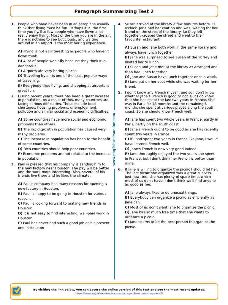 Summary of Paragraph Test 2 | PDF | Robinson Crusoe | Daniel Defoe