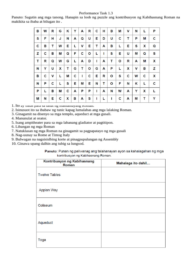 Performance Task 1.3 | PDF