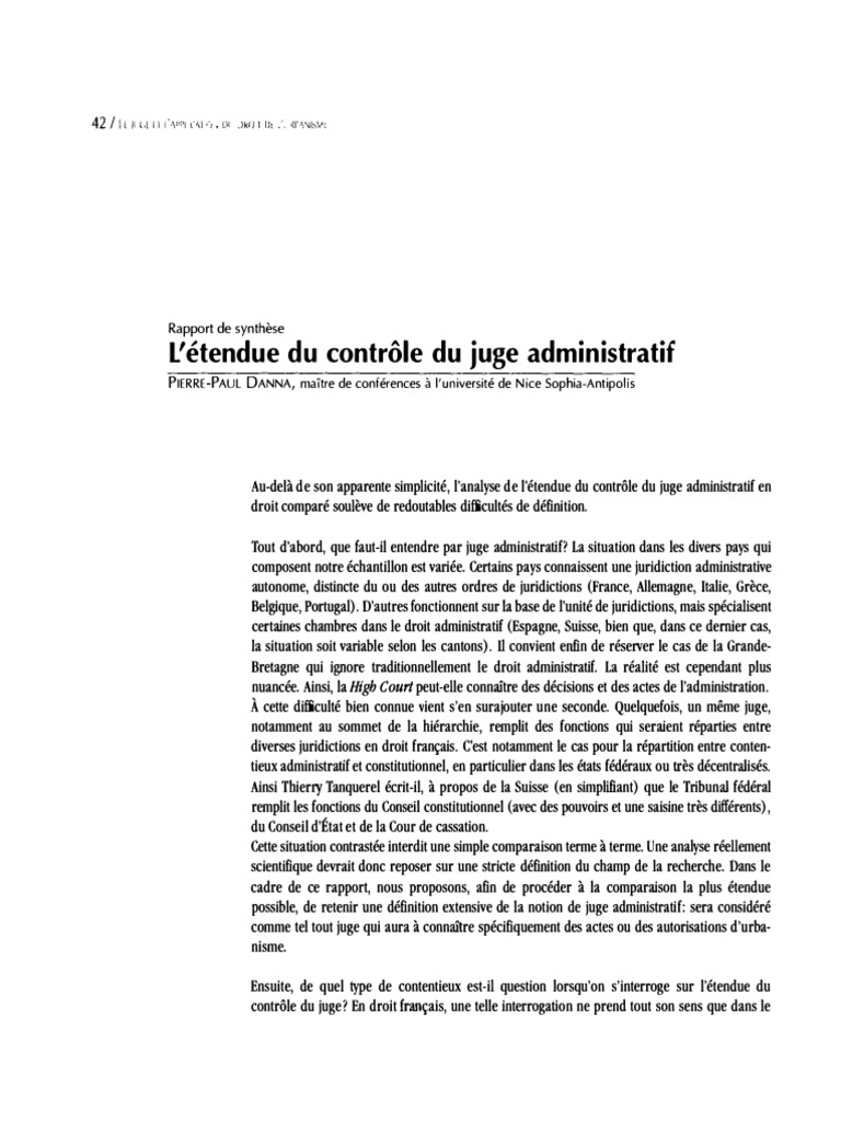 Letendue Du Controle Du Juge Administratif | PDF