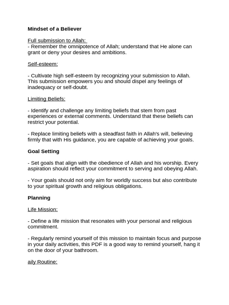 Mindset of A Believer | PDF | Goal | Psychology