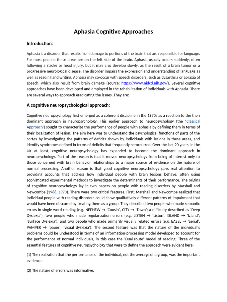 Aphasia | PDF | Aphasia | Neuropsychology
