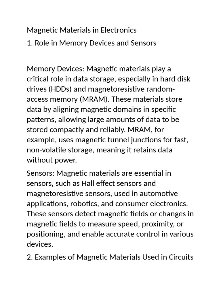 Magnetic Materials in Electronics | PDF
