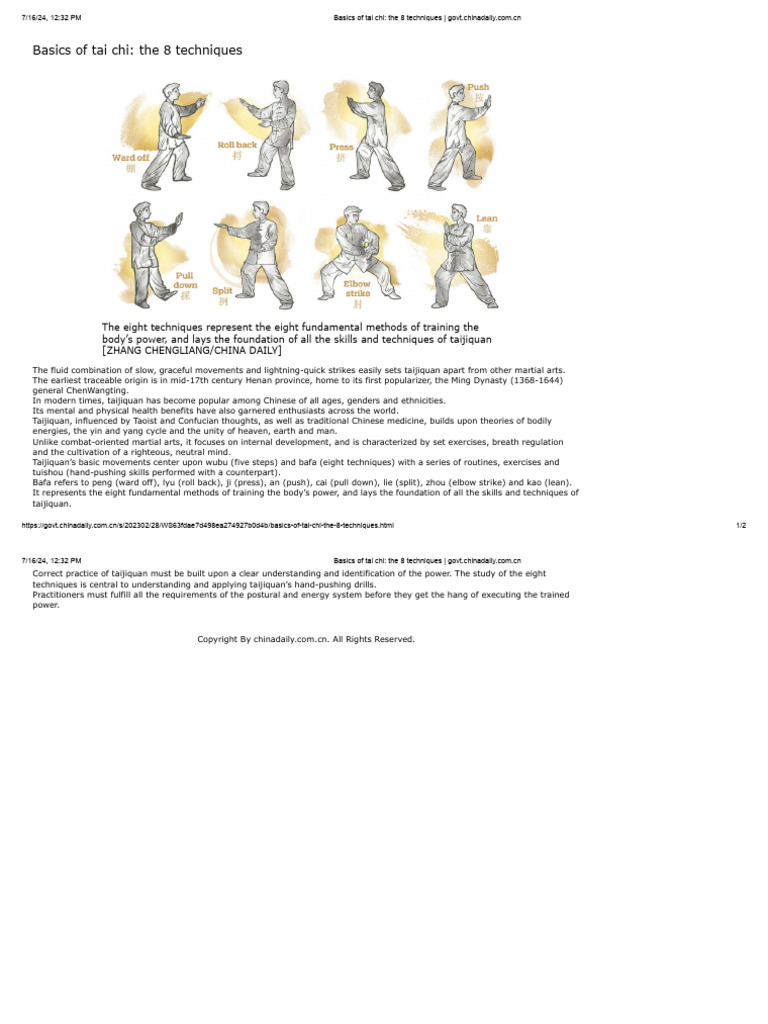 Basics of Tai Chi - The 8 Techniques - Govt - Chinadaily.com - CN | PDF ...
