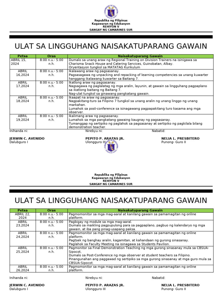 Accomplishment Report | PDF