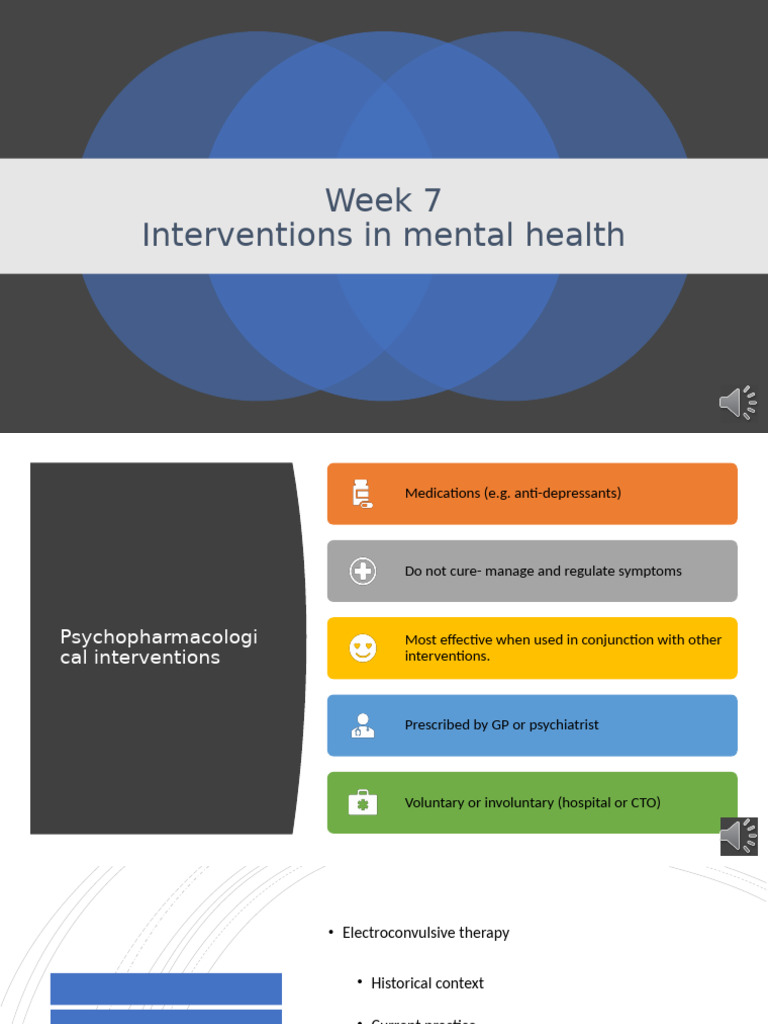 Interventions in Mental Health | PDF | Psychotherapy | Mental Disorder