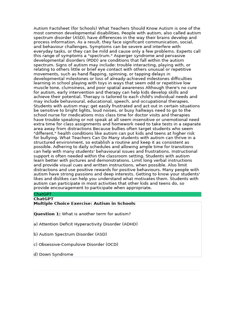 Autism | PDF | Autism Spectrum | Asperger Syndrome