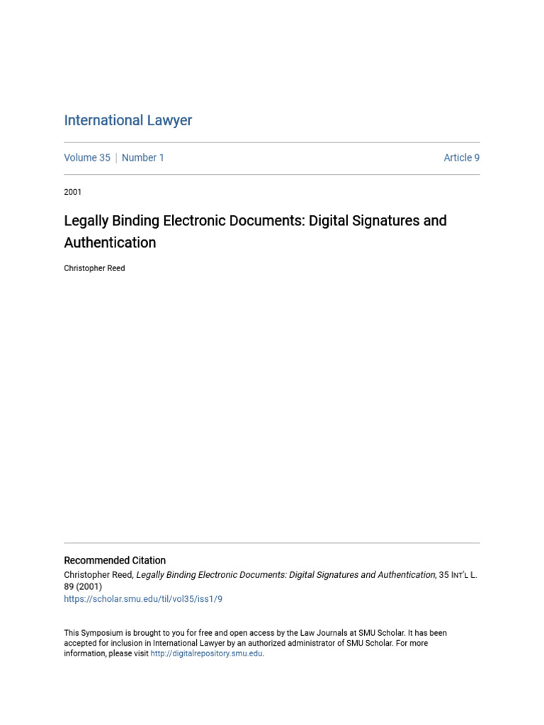 Legally Binding Electronic Documents - Digital Signatures and Auth | PDF | License | Signature