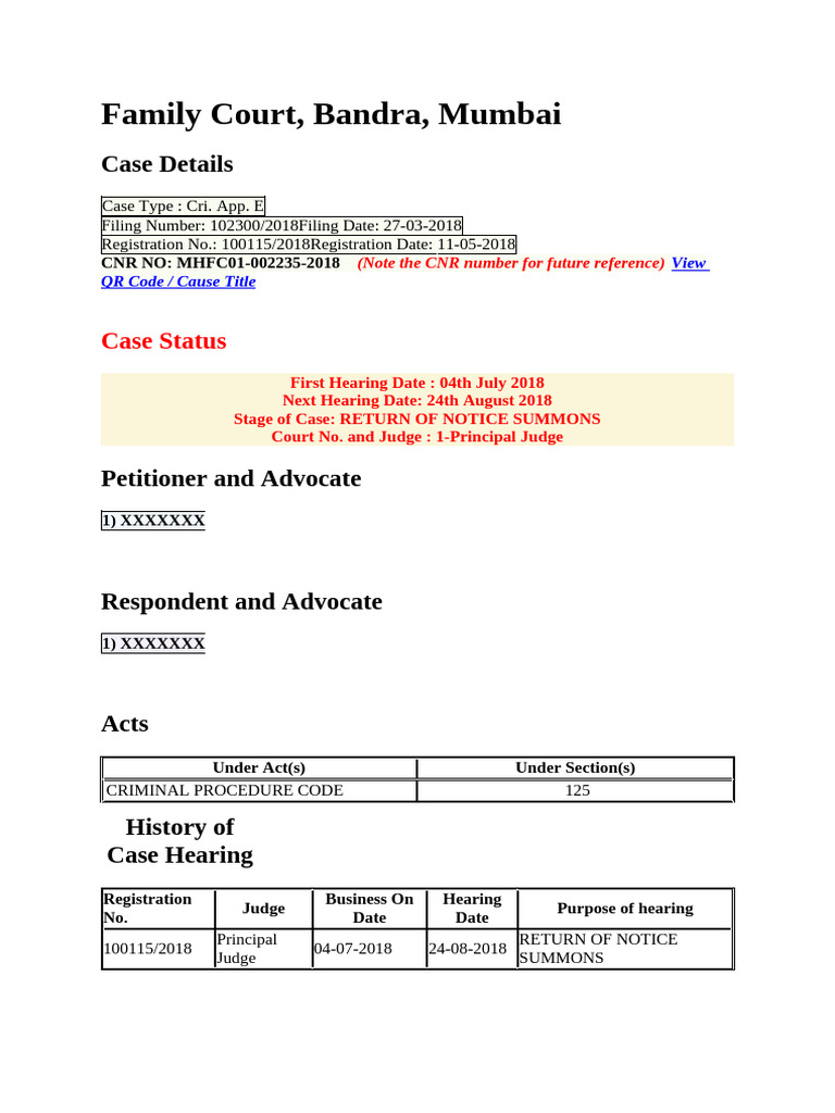 Family Court - Vinod Dahane - Bandra Court | PDF