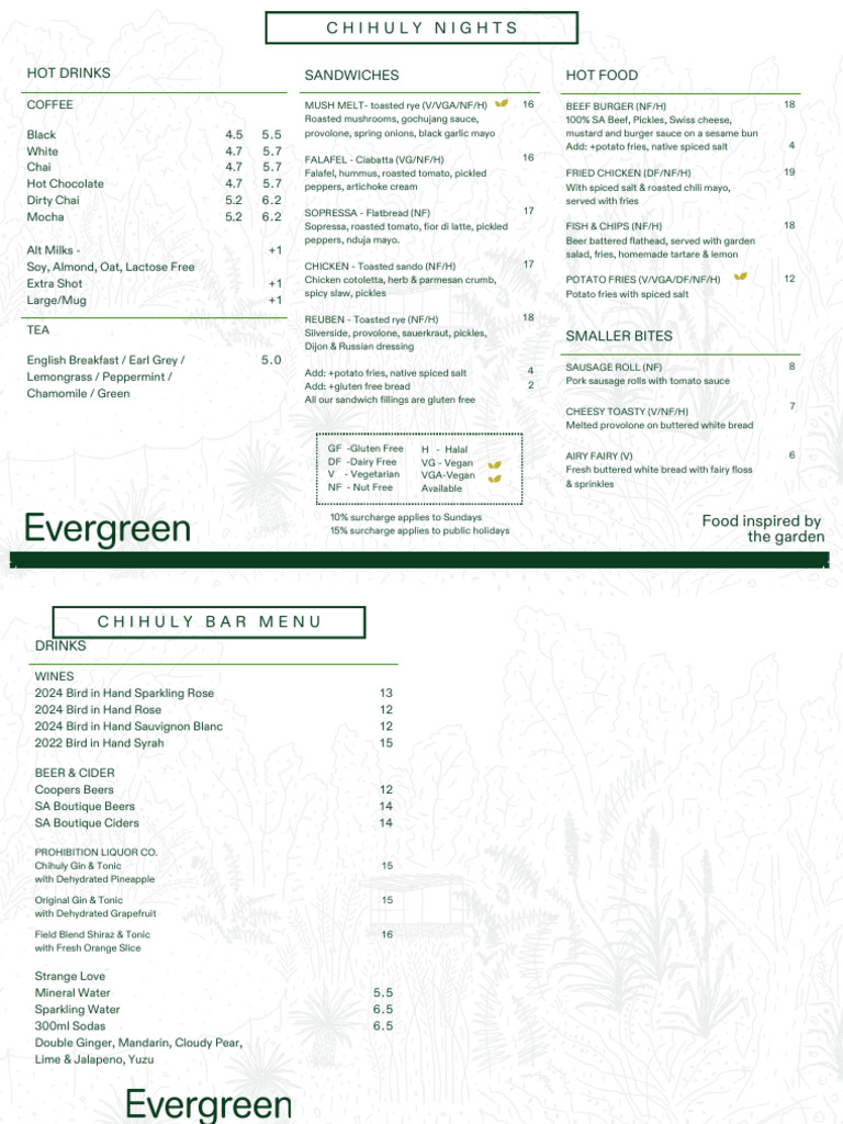 Chihuly Nights Menus Evergreen Deli | PDF | Hamburgers | French Fries