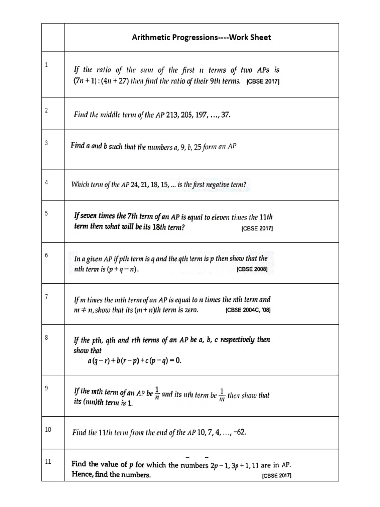 Arithmetic Progression | PDF