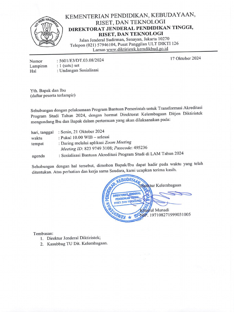 APS - Surat Undangan Sosialisasi Program Bantuan APS TTD | PDF