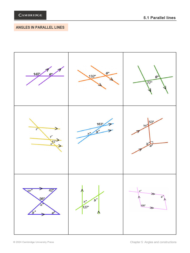 Angles in Parallel Lines | PDF