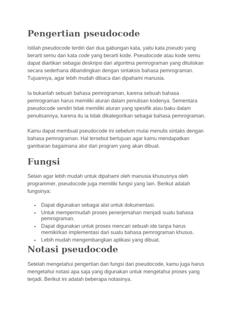 Pengertian Pseudocode | PDF