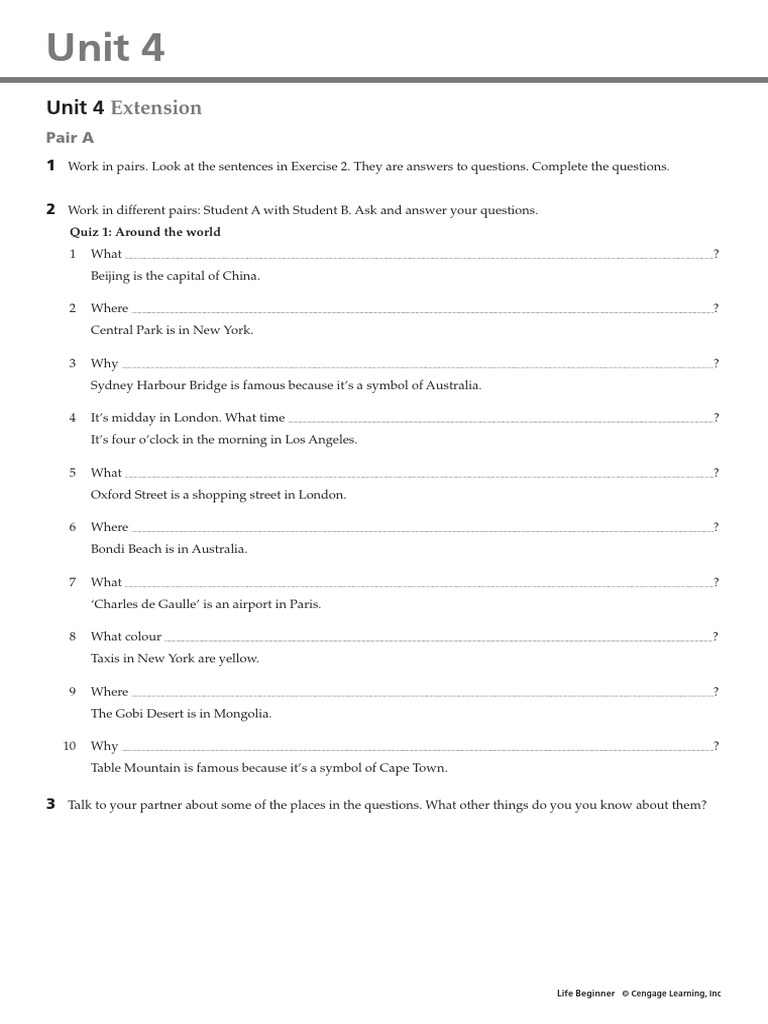 Life2e BrE 1bg Extension Unit04 | PDF