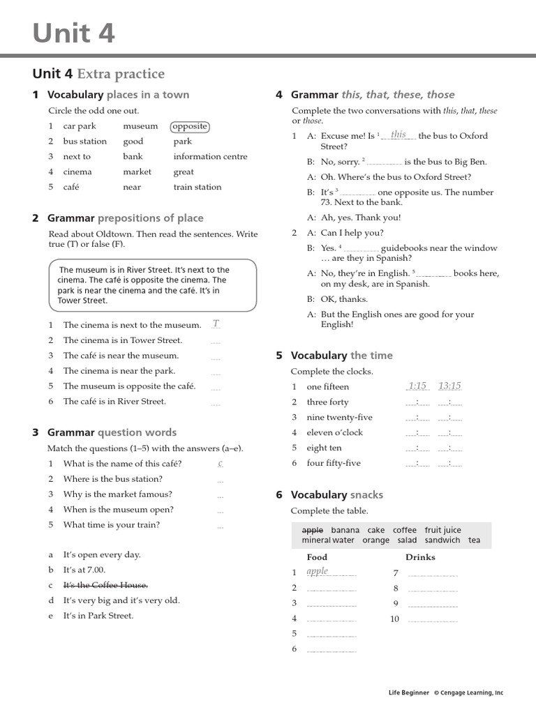 Life2e BrE 1bg Extra Practice Unit04 | PDF | Coffeehouse | Linguistics
